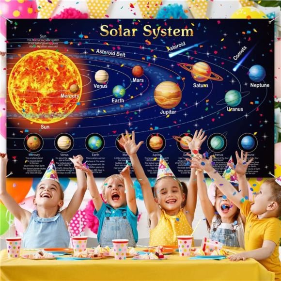 Party Supplies | Solar System Decorations Large Fabric Outer Space Poster Banner Space Theme ...